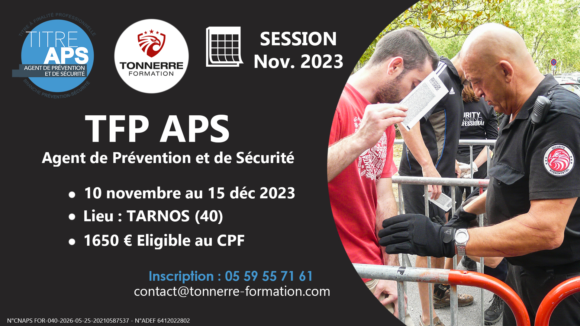 Formation TFP APS : Devenez un Agent de Sécurité Professionnel avec Tonnerre Formation